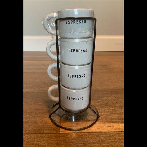 Kitchen New Espresso Stackable Earthenware Mug Set With Stand Poshmark