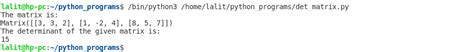 Python Program To Find The Determinant Of A Matrix
