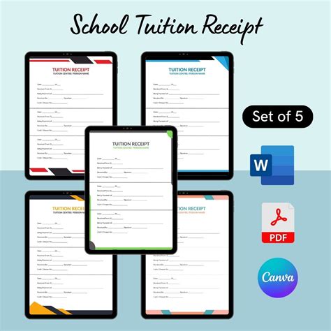 School Tuition Receipt Template Printable Pdf Excel Word