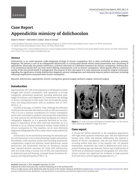 Pdf Appendicitis Mimicry Of Dolichocolon
