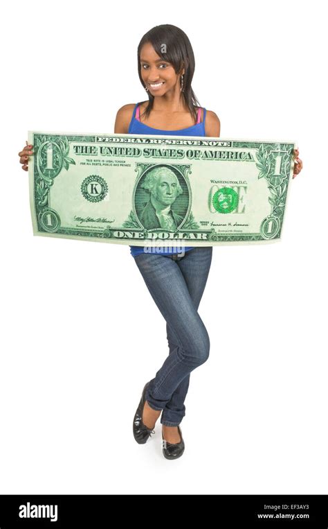 Girl Holding One Dollar Bill Cut Out Stock Images And Pictures Alamy