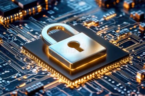 Secure Cyber Visualization With Lock And Circuit Board Background For Digital Safety Concepts