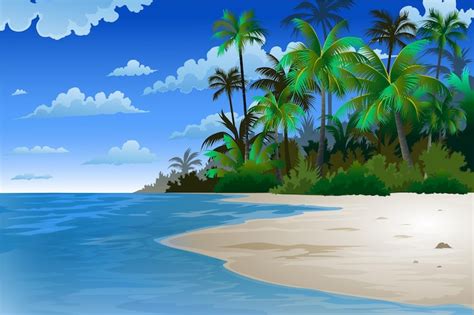 Un Bonito Dibujo De Una Playa