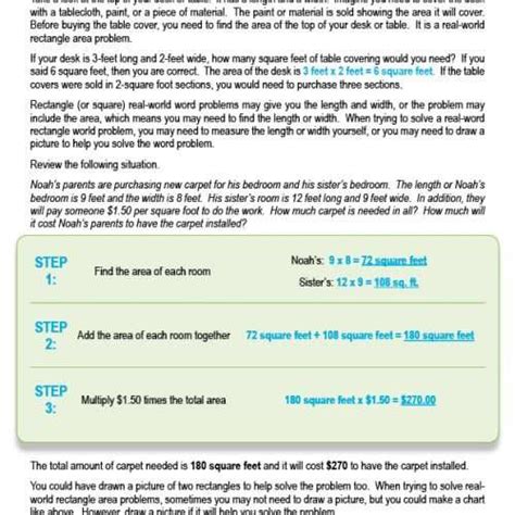 Area Of Rectangles Word Problems Free Pdf Download Learn Bright