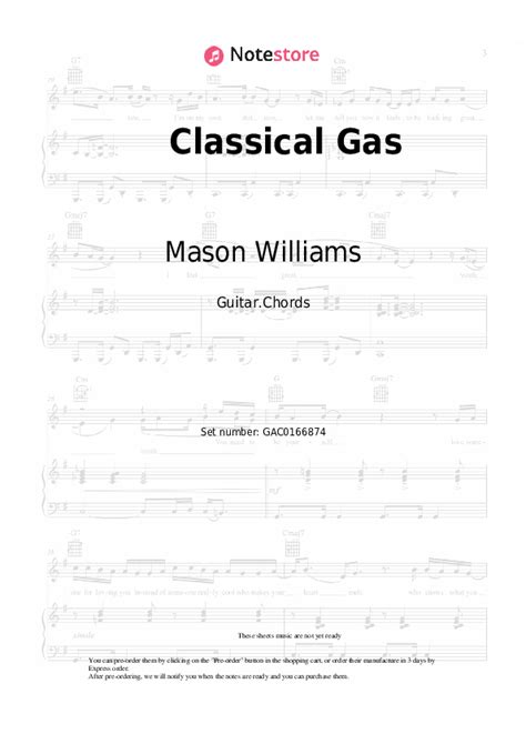 Classical Gas Chords Guitar Mason Williams In Note Guitar
