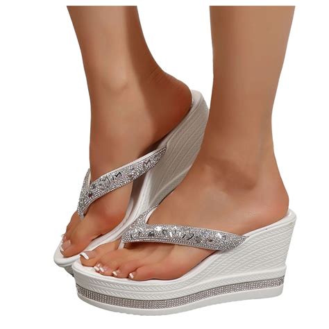 Platform Wedge Flip Flops For Women 2025 Rhinestones Sparkly Extra High