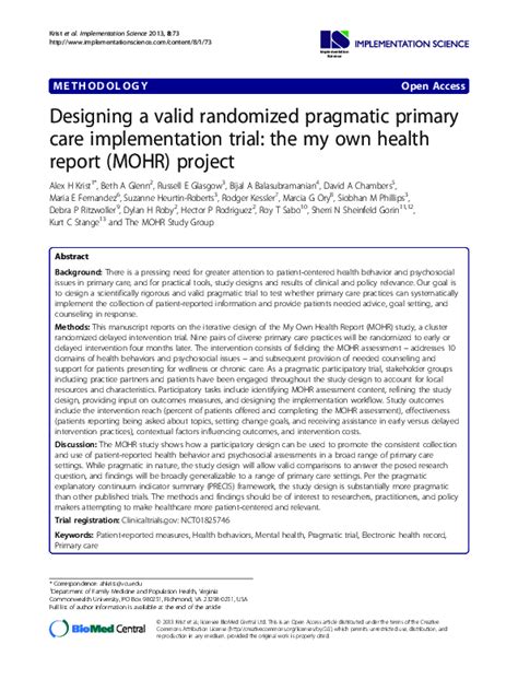 Pdf Implementation Science Methodology Open Access