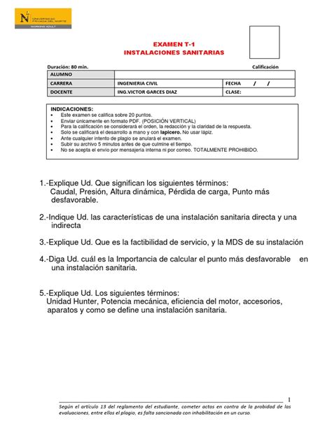 Examen T 1 Inst Edificaciones Pdf Tecnología E Ingeniería