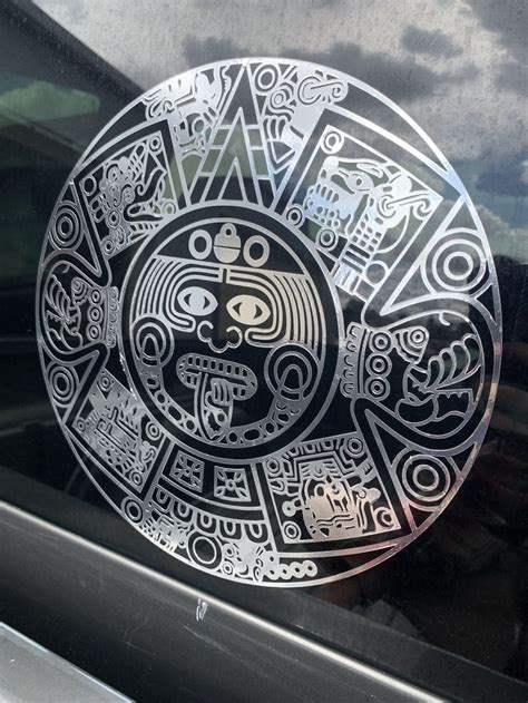 Aztec Calendar Decal Sticker Ancient Native Decal Calendario Azteca Mexico Sticker Etsy
