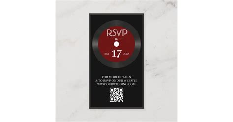 Retro Red Vinyl Record Qr Code Website Black Rsvp Enclosure Card Zazzle