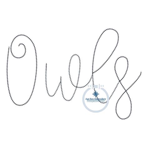 Owls Script Chenille Yarn Applique Embroidery Five Sizes 5x7 6x10 8x