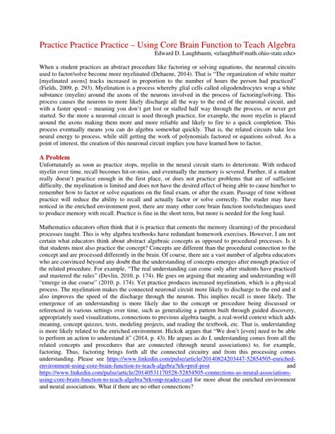 Pdf Practice Practice Practice Using Core Brain Function To Teach
