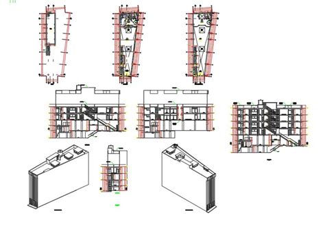 2d Plan Detail Of High Rise Building Block Layout File In Dwg Format