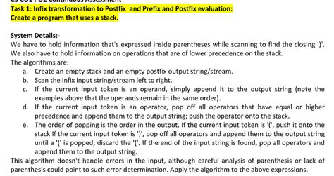 solved task 1 infix transformation to postfix and prefix