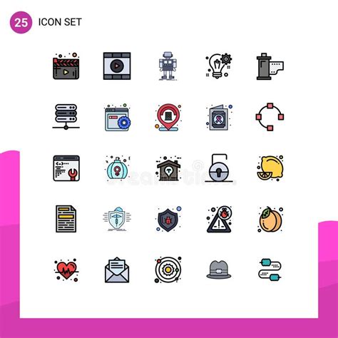 25 Thematic Vector Filled Line Flat Colors And Editable Symbols Of Setting Solution Autonomous