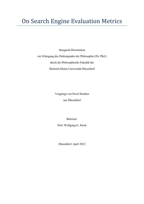 Pdf On Search Engine Evaluation Metrics