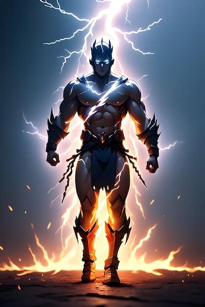 Premium Ai Image A Warrior Amidst Lightning And Fire
