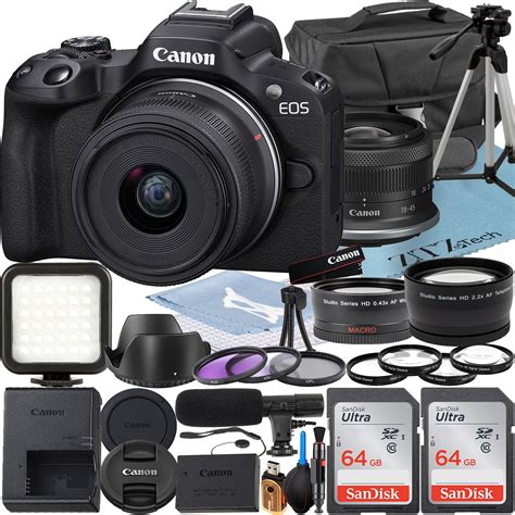 Canon Eos R50 4k Mirrorless Camera Bundle With Rf S 18 45mm Lens
