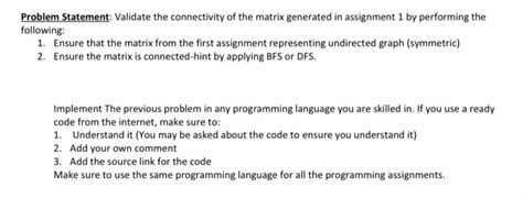 solved problem statement validate the connectivity of the