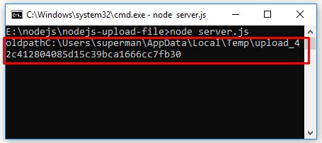 Code ví dụ Node js Upload File với module Formidable