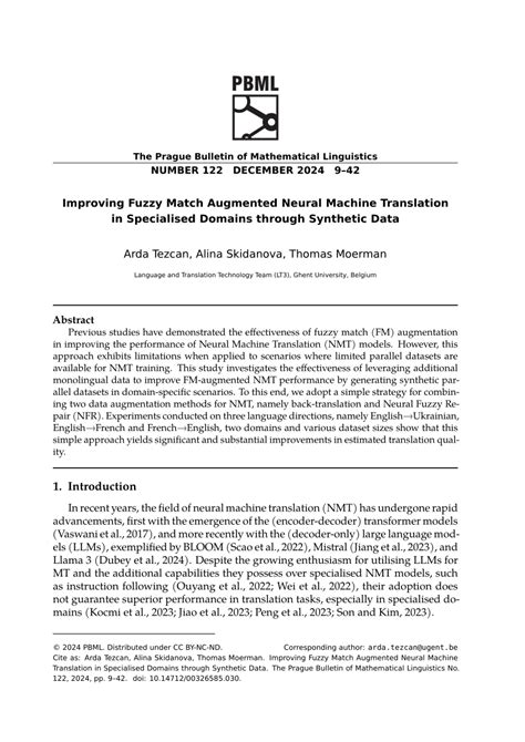 Pdf Improving Fuzzy Match Augmented Neural Machine Translation In