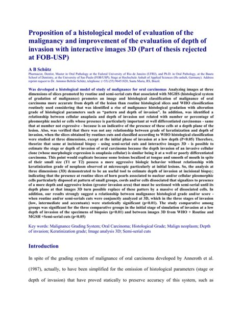 Proposition Of A Histological Model Of Evaluation Of The