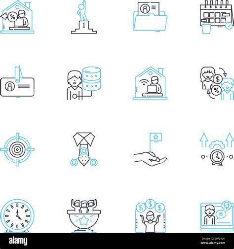 Workplace Linear Icons Set Collaborative Professional Productive