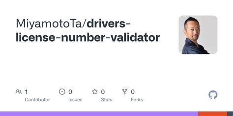 Github Miyamototadrivers License Number Validator