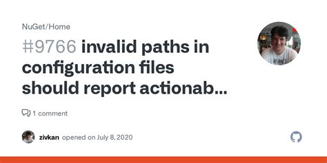 Invalid Paths In Configuration Files Should Report Actionable Error Message Issue