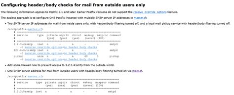 Networking Postfix 36 Configuration Turning Off Body And Header Networking Postfix 36 Configuration Turning Off Body And Header