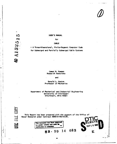 Pdf Users Manual For Cable A Three Dimensional Finite Segment