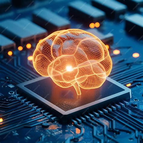 Concept of artificial intelligence with a digital brain on a circuit board | Premium AI ...