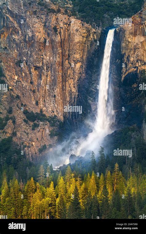 Bridalveil Fall And Cathedral Rocks Tunnel View Yosemite National Park