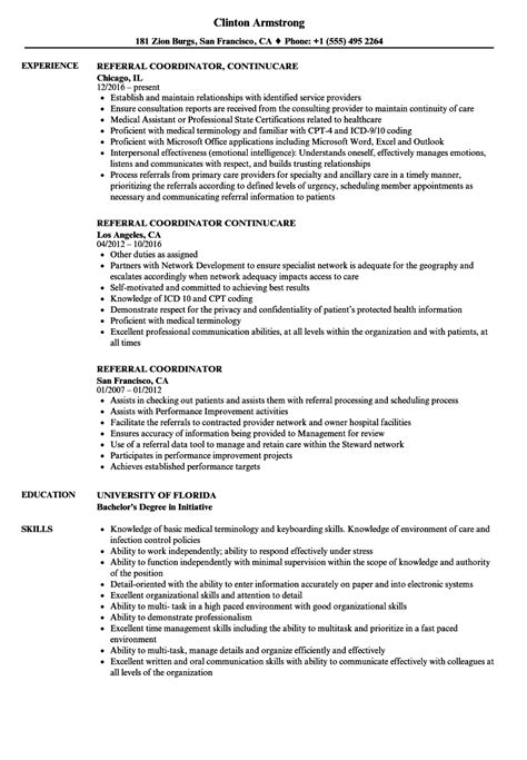 Referral Coordinator Resume Samples Velvet Jobs