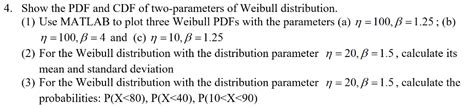 solved 4 show the pdf and cdf of two parameters of weibull