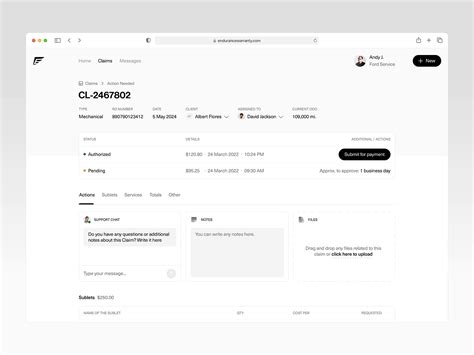 claim details submit for payment endurance warranty in 2025 web application design web app