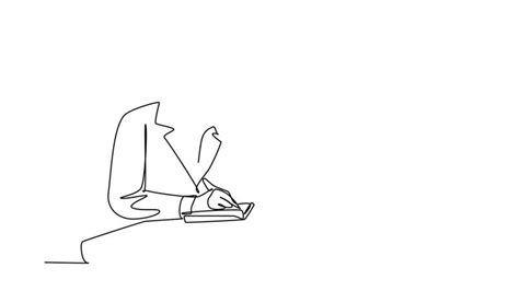 Self Drawing Animation Of Single Line Draw Of Young Assistant Manager