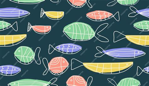 Premium Vector Cute Fish Pattern Background Vector Design