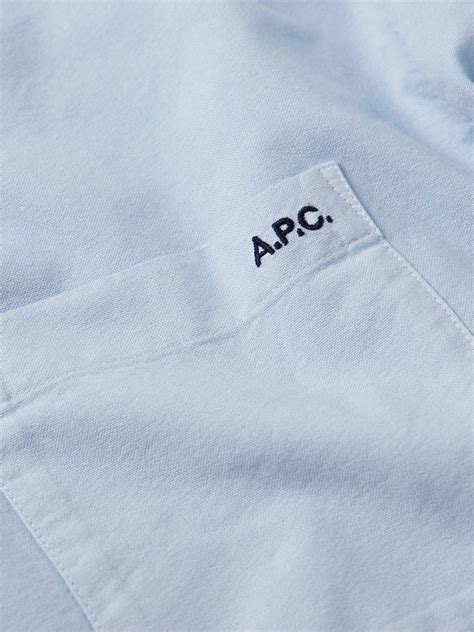Apc Mateo Button Down Collar Logo Embroidered Organic Cotton Shirt