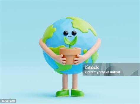 3d 귀여운 지구 만화 캐릭터 세계 환경의 날 지구와 에너지 절약 친환경 3d 렌더링 0명에 대한 스톡 사진 및 기타 이미지