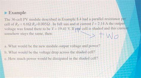 Solved Example The Cell PV Module Described In Example Chegg