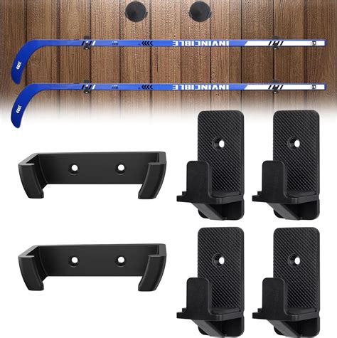 Adoreal 6 Pcs Hockey Stick Wall Mount Set Hockey Stick And Puck Display