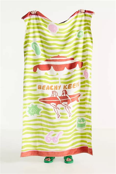 Summer Surf Cotton Printed Beach Towel Anthropologie