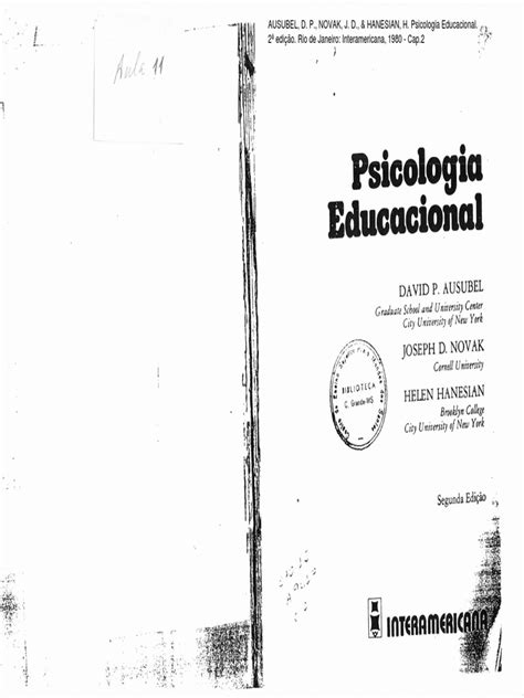 Ausubel Novak Hanesian Psicologia Educacional Capitulo2 Pdf