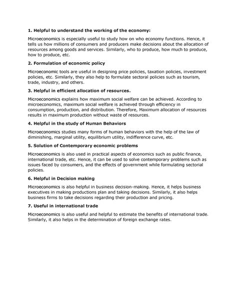 Importance Of Microeconomics Helpful To Understand The Working Of The Economy Microeconomics