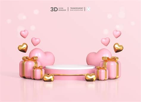 Premium Psd Psd Podium Valentine 3d Illustrartion