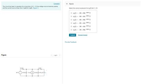 solved constants part a the circuit has been in operation