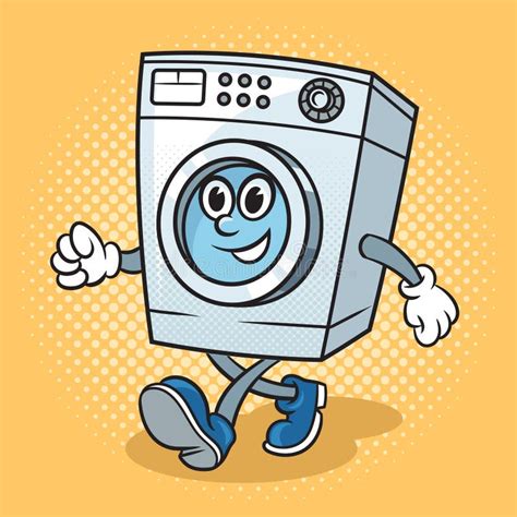 Walking Cartoon Washing Machine Pop Art Vector Stock Vector