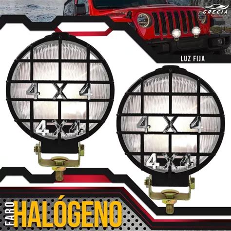 Par Faros Auxiliares 4x4 Redondo Rejilla Halógeno Universal Envío Gratis