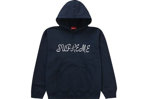 Supreme Script Hooded Sweatshirt Navy Mens Ss23 Us